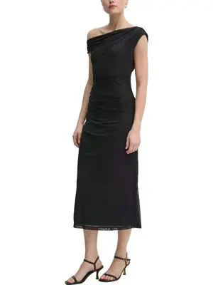DKNY Draped One-Shoulder Midi Dress