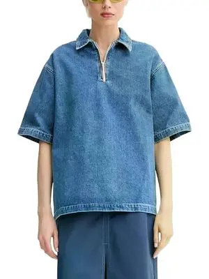 Sunnei Half-zip Denim Top - Blue