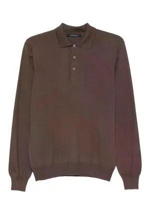 Tagliatore Long-sleeve Polo Shirt - Brown