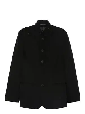 Yohji Yamamoto Buttoned Mandarin Collar Jacket - Black