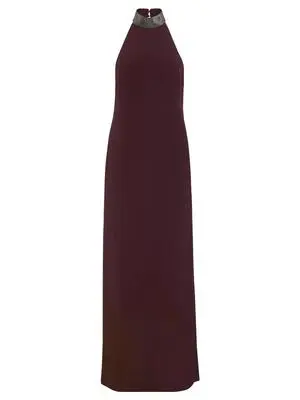 Brunello Cucinelli Embellished Halter Neck Maxi Dress - Red