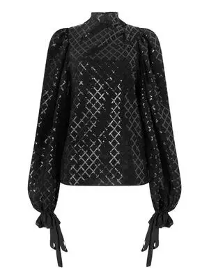 GENNY Sequin-embellished Top - Black