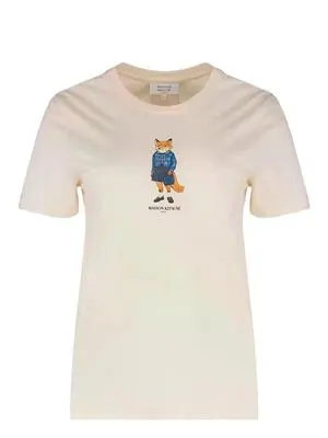 Maison Kitsuné Dressed Fox-Print T-Shirt Neutrals