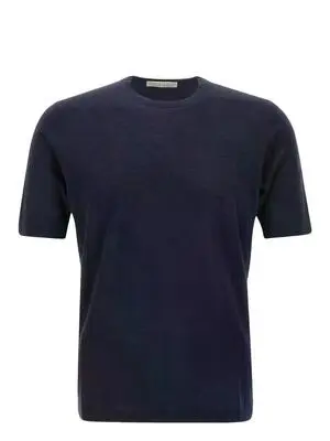 FILIPPO DE LAURENTIIS Ribbed-hem Short-sleeve Polo Shirt - Blue