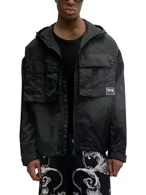 Versace Hooded Jacket With Pockets - Black