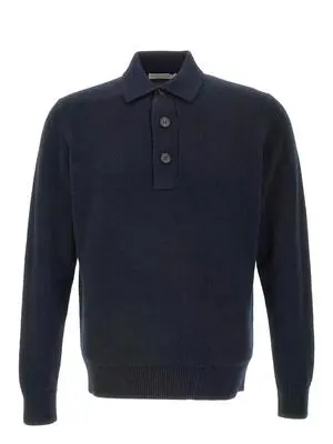 FILIPPO DE LAURENTIIS Three-button Ribbed Polo Shirt - Blue