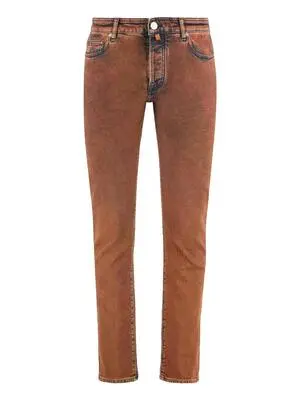 MOORER Five-pocket Straight Leg Jeans - Orange