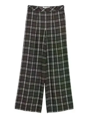 ERMANNO FIRENZE Pleated Checked Trousers - Brown