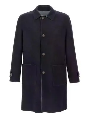 Eleventy Classic-collar Wool Coat - Blue