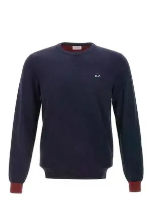 SUN 68 Elbow-patch Crew Neck Sweater - Blue