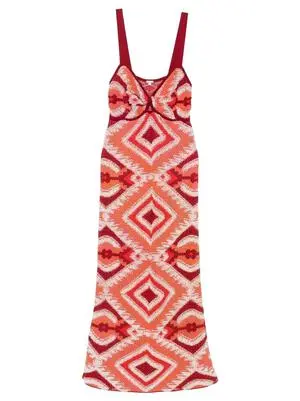 Johanna Ortiz Vintage Affair Geometric-pattern Midi Dress - Red