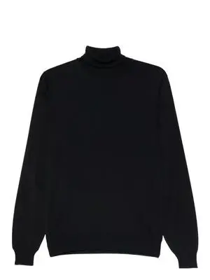 LARDINI Turtleneck Virgin Wool Sweater - Blue