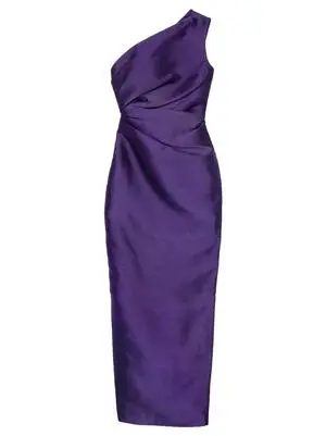 Solace London One-shoulder Draped Midi Dress - Purple