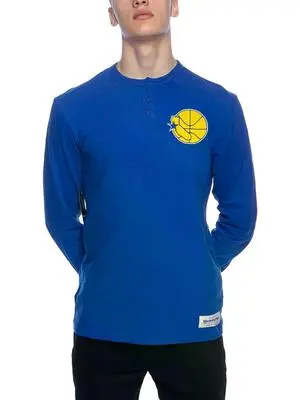 Mitchell & Ness Henley Basketball-logo T-shirt - Blue