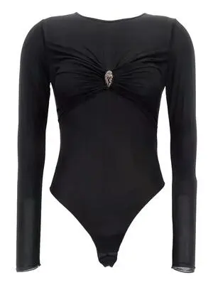 Elisabetta Franchi Embellished Long-sleeve Bodysuit - Black