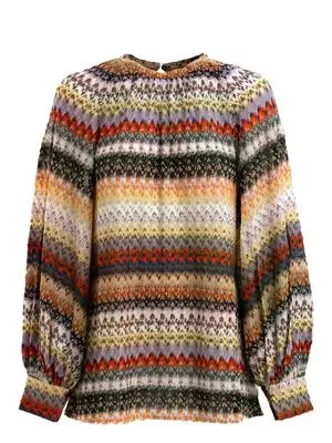 Missoni Striped Balloon-sleeve Top - Neutrals