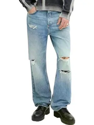 Hugo Distressed Straight-leg Jeans - Blue