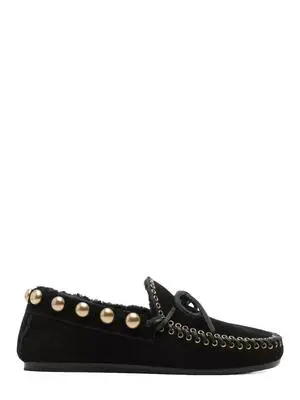 ISABEL MARANT Stud-Embellished Suede Loafers