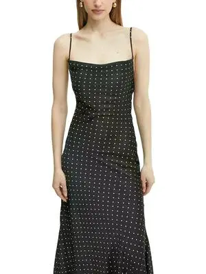 Bardot Cowl-neck Polka-dot Maxi Dress - Black