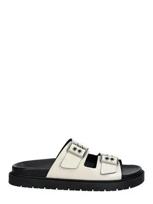 SUMMERY COPENHAGEN Double Buckle Slides - White
