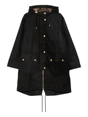 Barbour Hooded Buttoned Coat - Brown