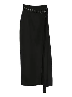 NISSA Embellished Wrap Midi Skirt