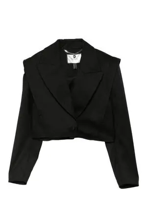 NISSA Padded-shoulder Cropped Jacket - Black