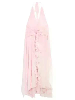 Blumarine Rose-embellished Ruffled Maxi Dress - Pink