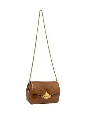 SESSUN Flap-front Crossbody Bag With Chain Strap - Brown