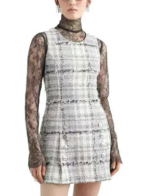 Dolce & Gabbana Checked Tweed Mini Dress - Grey