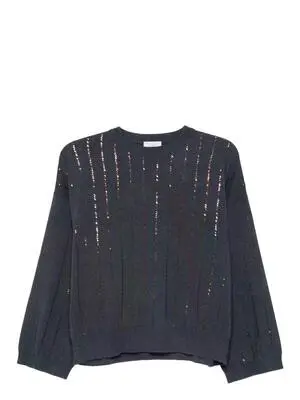 Brunello Cucinelli Embellished Cashmere Sweater - Blue