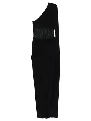 NISSA One-shoulder Maxi Dress With Sheer Insert - Black