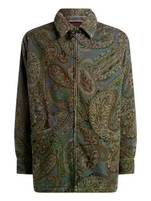 Etro Paisley-print Corduroy Jacket - Green