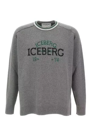 Iceberg Logo-embroidered Raglan-sleeve Sweater - Grey