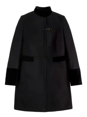 FAY Tailored Velvet-trimmed Coat - Black