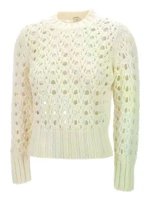Eleventy Hole-pattern Wool Sweater - White