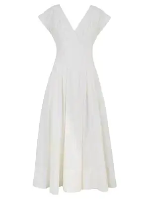 Simkhai Nina V-neck Pleated Midi Dress - White