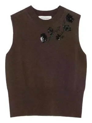 ERMANNO FIRENZE Sequin-embellished Wool Vest - Brown