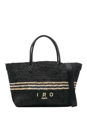 IRO PARIS Raffia Striped Shoulder Bag