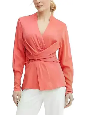 Hugo Boss Wrap-effect Long-sleeve Blouse - Orange