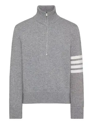 THOM BROWNE 4-Bar Funnel-Neck Wool Sweater