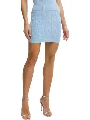 SILVIAN HEACH Embellished Cable-knit Mini Skirt - Blue