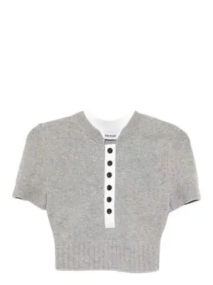 SELF-PORTRAIT Ribbed Knit Top - Grey