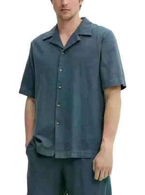 WON HUNDRED Revere-collar Short-sleeve Shirt - Blue