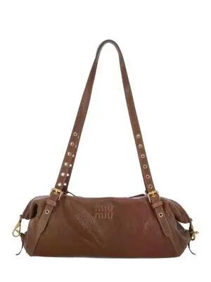 Miu Miu Leather Eyeleted Tote Bag - Brown