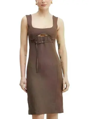 Patrizia Pepe Cut-out Smocked Mini Dress - Brown