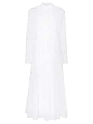 Valentino Garavani Pleated Cotton-blend Poplin Dress - White