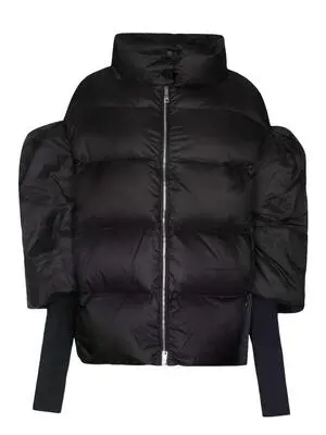 Add Puff-sleeve Quilted Puffer Jacket - Black