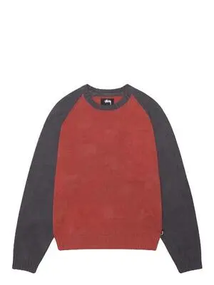 StÜssy Colorblocked Raglan Knit Crew - Brick