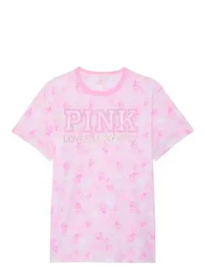 Pink X Loveshackfancy Campus Cotton Tee Shirt - Beaux Icons